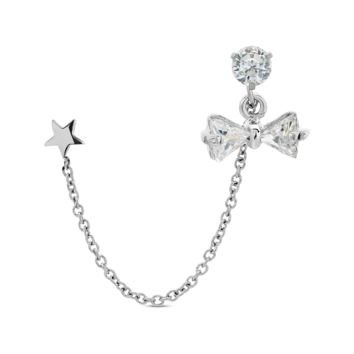 Ribbon star chain double piercing – TOOFOOFEEFA