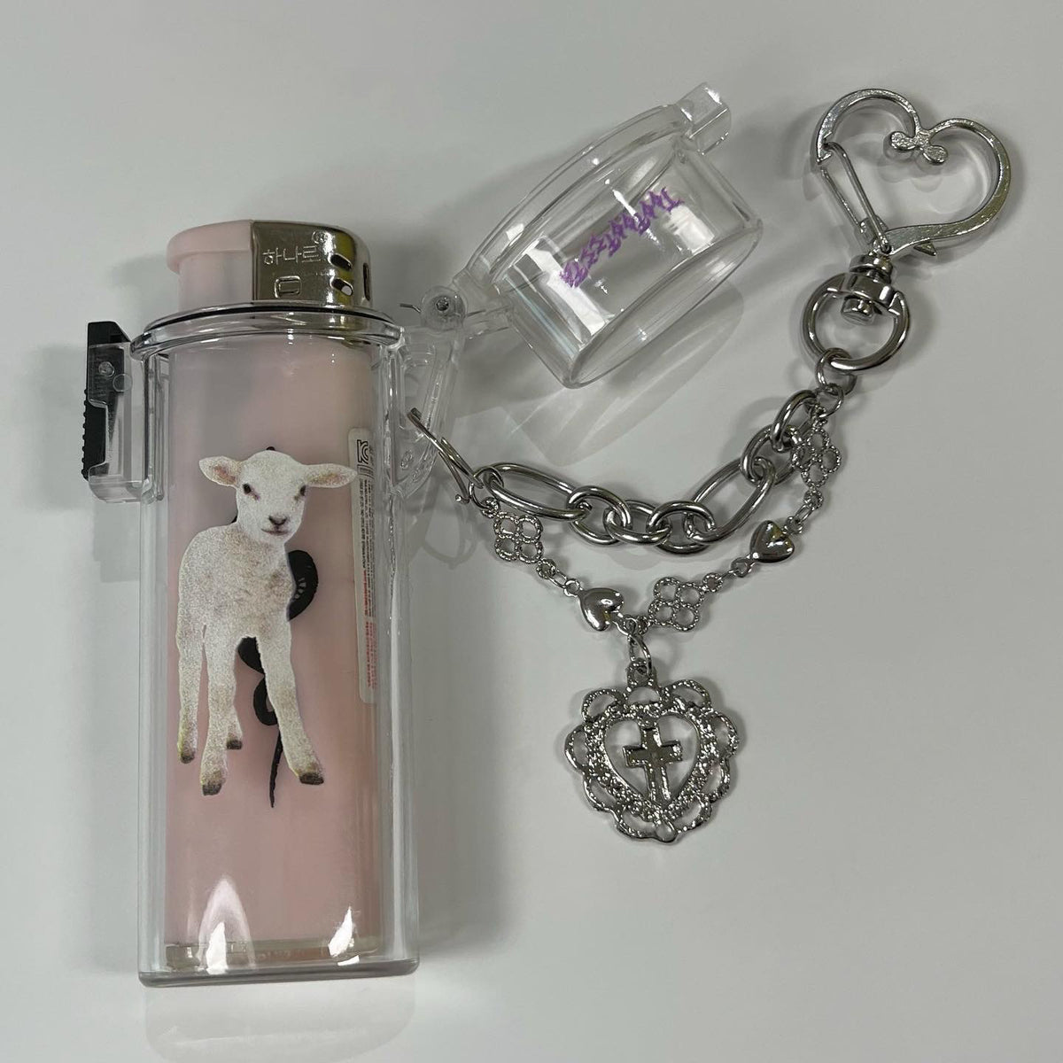 Sheep heart cross lighter keychain case – TOOFOOFEEFA