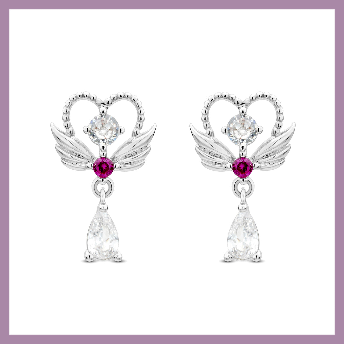 Hot pink heart angel earrings – TOOFOOFEEFA