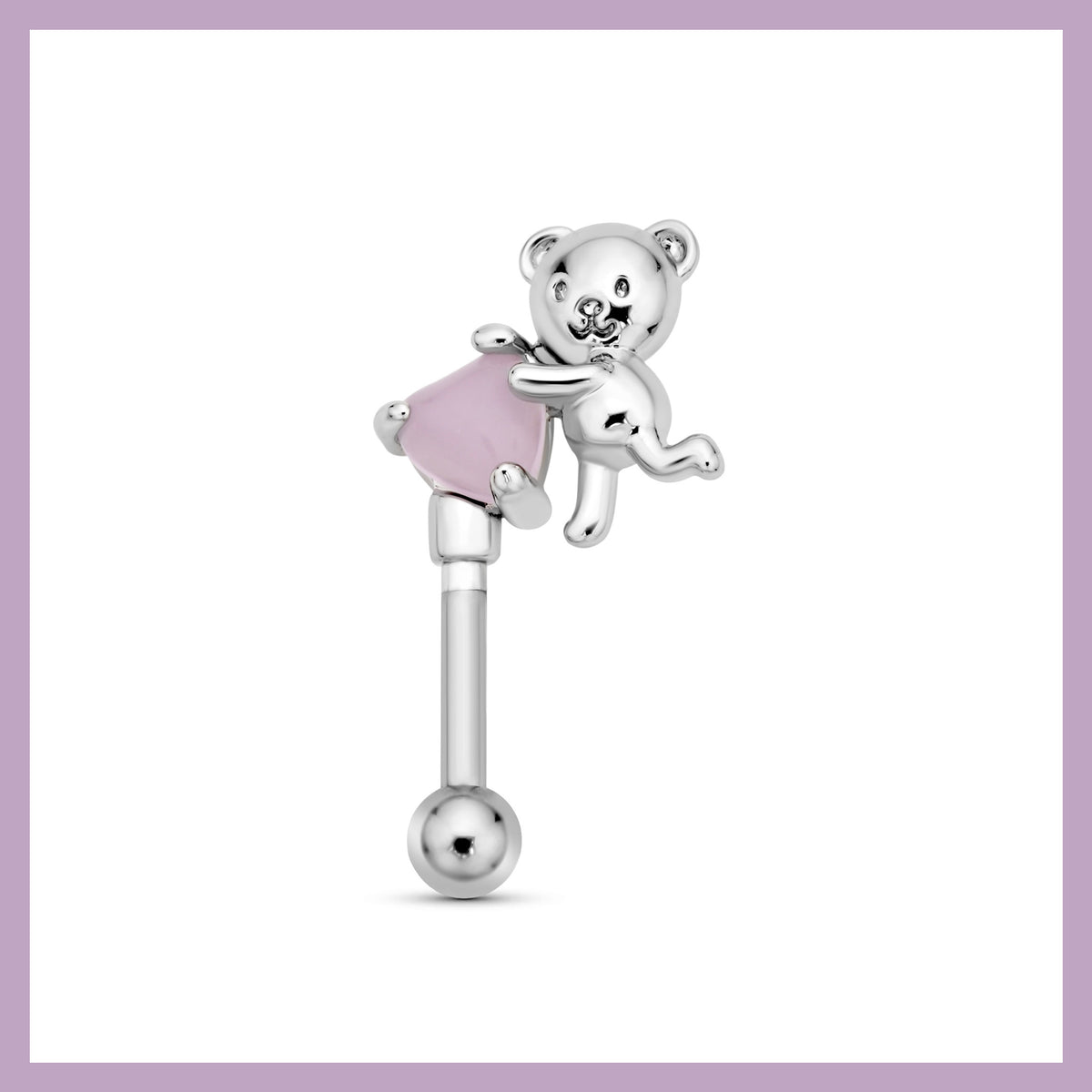 Pastel pink heart bear straight piercing – TOOFOOFEEFA