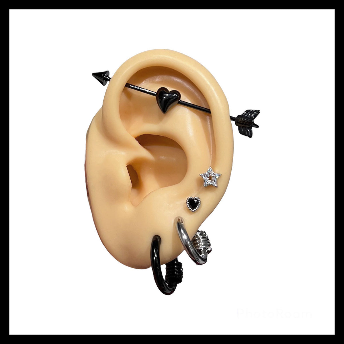 Black heart cupid bow industrial piercing – TOOFOOFEEFA